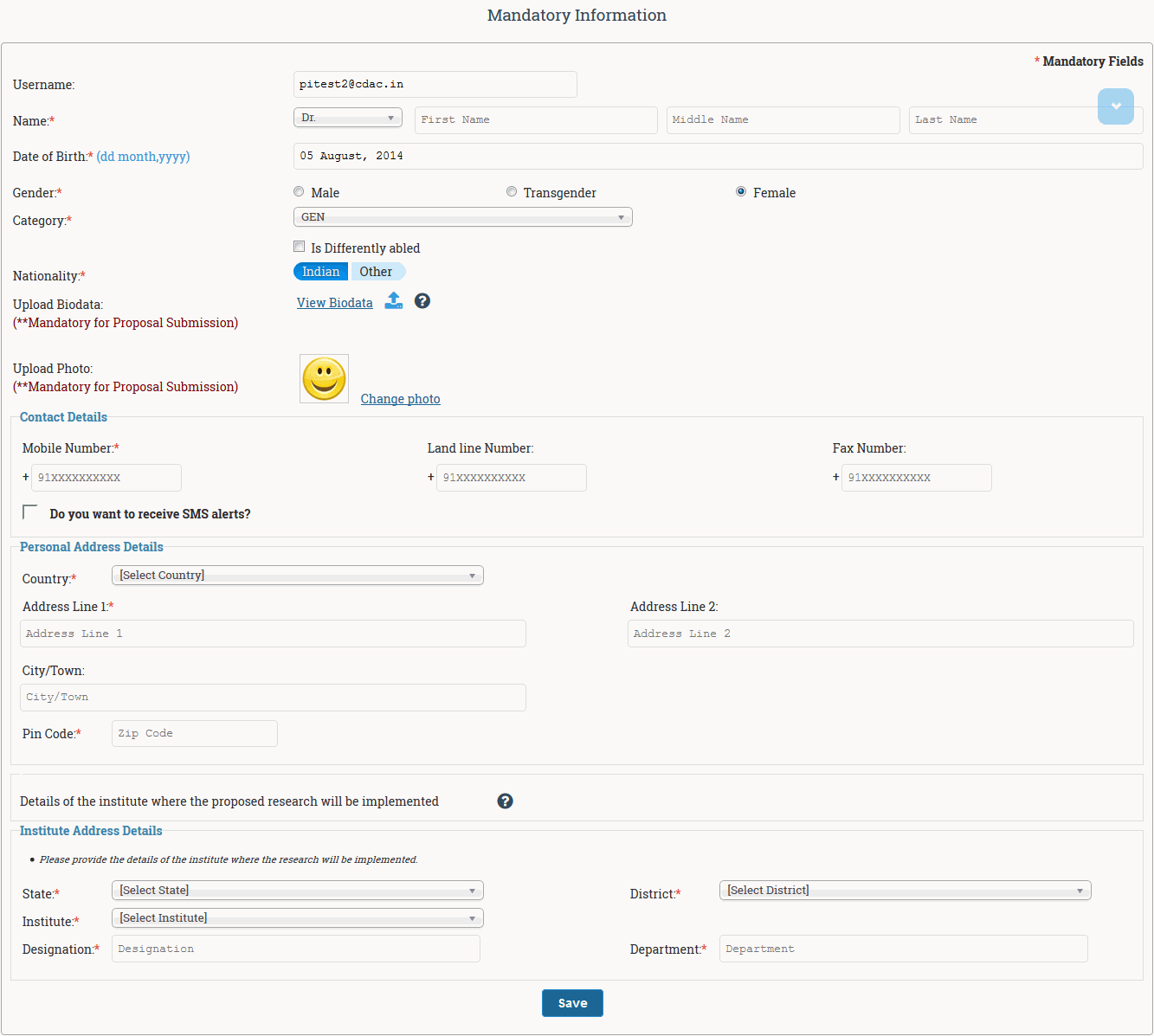 PI Guidelines - User Profile